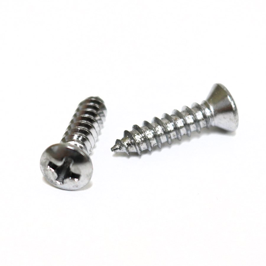 Phillips Oval Head Tapping Screws #10 x 3/4" w/ #8 Head Chrome