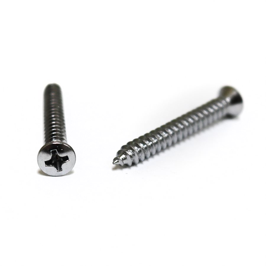 Phillips Oval Head Tapping Screws #10 x 1 1/2" w/ #8 Head Chrome