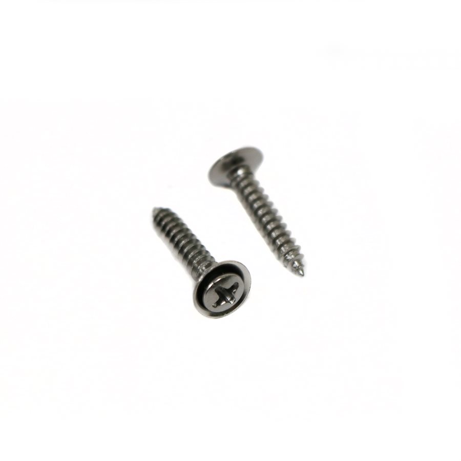 Phillips Oval Head Sems Tapping Screws w/ Flush Washers #8 x 7/8" Chrome