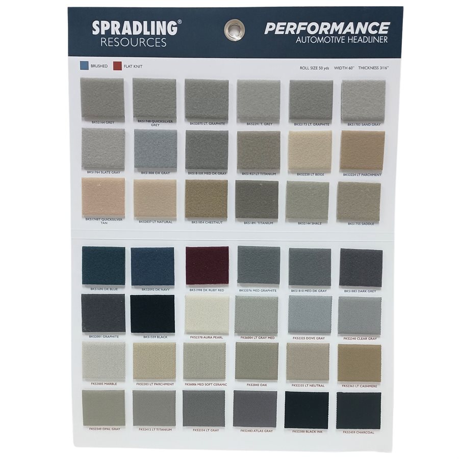Spradling Performance Automotive Headliner Sample Card