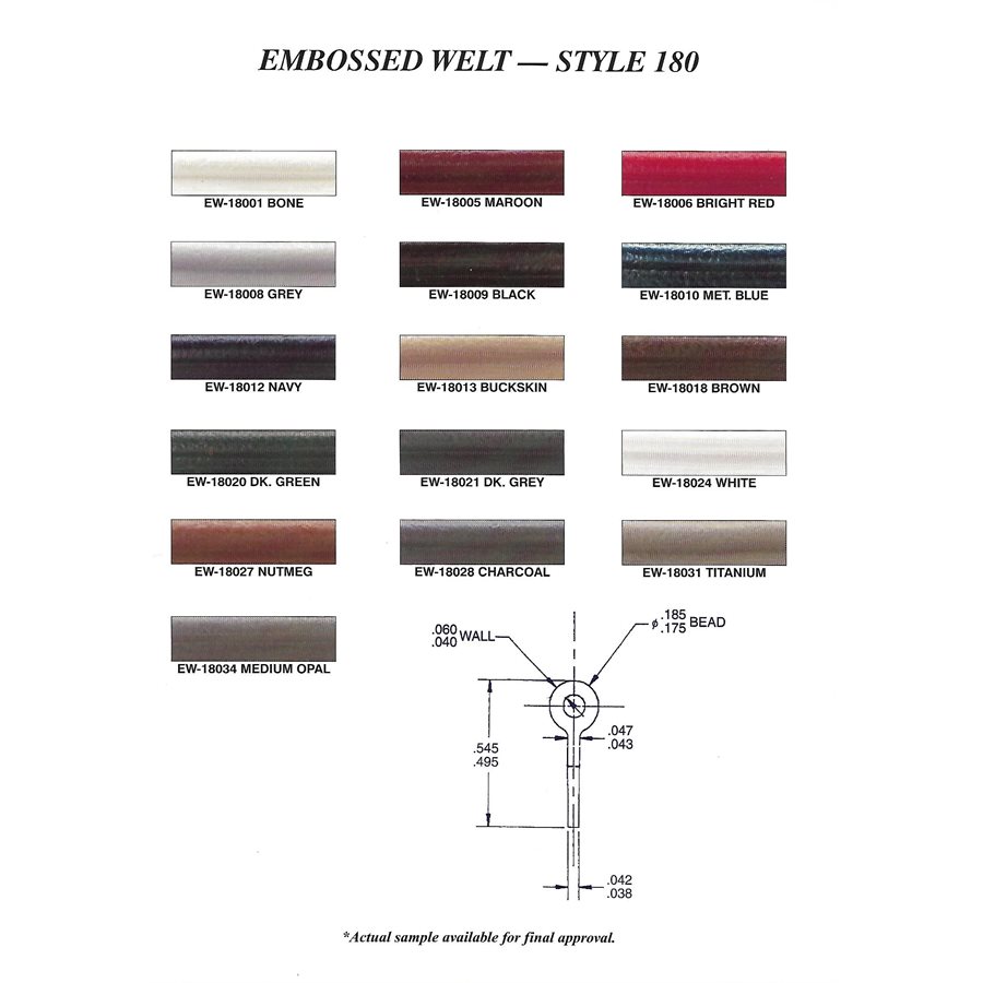 Embossed Welt 180 Sample Chart