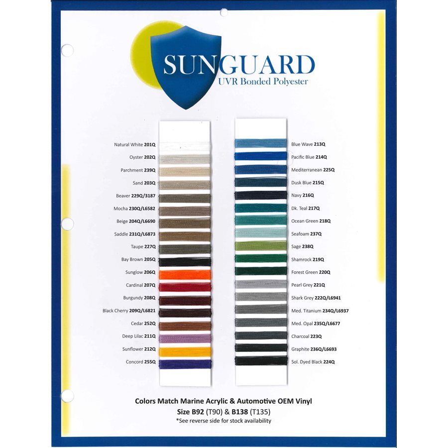 Sunguard Thread Printed Sample Chart
